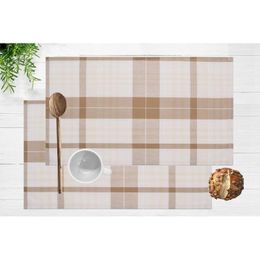 my home Platzset &raquo;Candise&laquo; 45 x 30, Karomuster, weiche Haptik, Esszimmer, Wohnzimmer, K&uuml;che beige Obermaterial: 100% Polyester