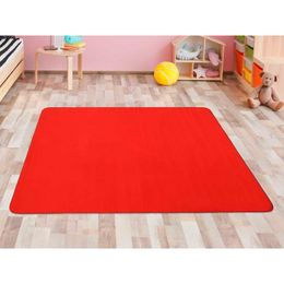 PRIMAflor-Ideen in Textil Kinderteppich &raquo;SITZKREIS&laquo; rechteckig 5 mm H&ouml;he Spielteppich, ideal im Kinderzimmer rot Polyamid