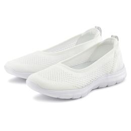 Lascana Damen Lascana Sneaker Ballerinas &raquo;Halbschuh,&laquo; ultraleichter Slipper, Freizeitschuh zum Reinschl&uuml;pfen VEGAN wei&szlig; 42