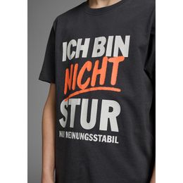 Kidsworld Jungen Kidsworld T-Shirt &raquo;ICH BIN NICHT STUR&laquo; Kurzarm, mit Rundhalsausschnitt, mit trendigem Aufdruck grau 128/134