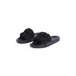 Tommy Jeans Pantolette &raquo;TJW BRAIDED SLIDE&laquo;, Sommerschuh, Flats, Schlupfschuh, geflochtene, wattierte Bandage schwarz 37 37 Trendige Pantolette zum...
