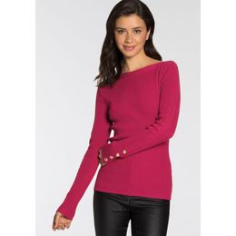 Melrose Damen Strickpullover aus Rippqualit&auml;t mit Kn&ouml;pfen pink 36