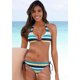 Venice Beach Damen Triangel-Bikini mit Blockstreifen bunt 34, Cup A/B