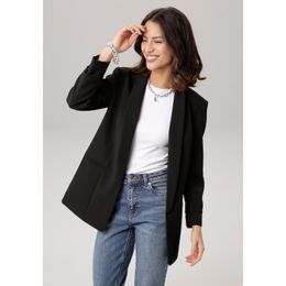 Laura Scott Damen Longblazer mit gerafften &Auml;rmeln schwarz 42