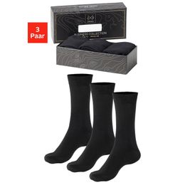John Devin Damen Businesssocken Packung, 3 Paar tlg. mit l&auml;ngerer Schaftl&auml;nge, verpackt in einer Box schwarz 39-42