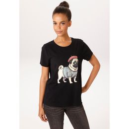 Aniston Casual Damen Aniston CASUAL T-Shirt mit Dackel oder Mops bedruckt - du hast die Wahl - NEUE KOLLEKTION 44