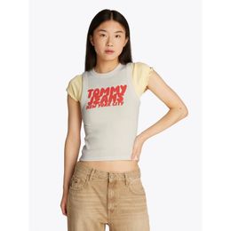Tommy Jeans Damen Tanktop &raquo;TJW SLIM SH TJ BUBBLE TANK&laquo; mit Logodruck beige XL (42)