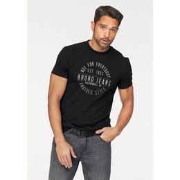 Bruno Banani Herren T-Shirt Kurzarm, schmal geschnitten, bedruckt, aus Baumwollmischung schwarz XL (56/58)