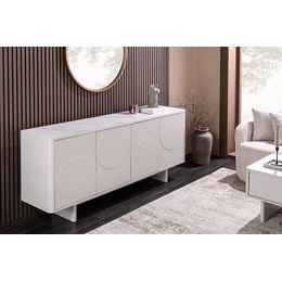 Riess Ambiente Design Sideboard SAVOY 180cm wei&szlig; Marmor Keramik mit Stauraum und 3D-Front Riess-Ambiente Modern