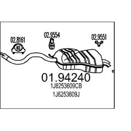 MTS MARKENTECHNIKSERVICEGMBH & CO. KG MTS Endschalld&auml;mpfer 01.94240 f&uuml;r VW SEAT AUDI 1J6253609CC 1J6253609S 1J6253609BN