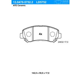 ATE Bremsbelagsatz, Scheibenbremse Ceramic 13.0470-5752.2 vorne rechts links f&uuml;r SUZUKI NISSAN 55810-57L50 D1060-JD00J D1060-3UB0A