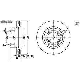 ATE Bremsscheibe 24.0132-0150.1 vorne rechts bel&uuml;ftet 304mm f&uuml;r PORSCHE 92835104404 92835104403 92835104460