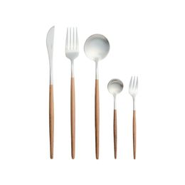 Beliani 30-tlg Besteck Set BAVETTE in Silber/Braun | Gr.: onesize