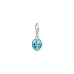 Thomas Sabo Charm-Anh&auml;nger Alienkopf Mit Blauer Kaltemaille Und Steinen in silber, blau | Gr.: onesize
