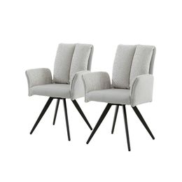 home24 Drehbarer Armlehnenstuhl UNMA 2er-Set in Hellgrau | Gr.: onesize