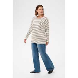 Kaffe curve Langarm-Shirt KClia Regular fit in Chalk/Morel - Green Heart | Gr.: L
