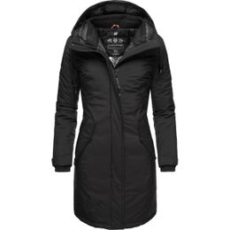 Wintermantel Navahoo "Letiziaa", Damen, Gr. S (36), schwarz, Oberstoff: 100% Polyester; Futter: 100% Polyester; Wattierung: 100% Polyester; &Auml;rmelfutter: 100% Polyester, tailliert ca. Mitte Oberschenkel, verstellbar Rippstrickb&uuml;ndchen mit verstellbarem Klettverschluss, M&auml;ntel Wintermantel, sportlicher Winterparka mit gef&uuml;tterter Kapuze