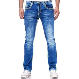 Straight-Jeans Rusty Neal "LEVIN 2", Herren, Gr. 33, L&auml;nge 32, blau, 99% Baumwolle, 1% Elasthan, unifarben, lang, Jeans Straight-Jeans, mit angesagten Ziern&auml;hten