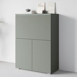 PC-Schrank Inosign "Vera, Sekret&auml;r, Home-Office-Schreibtisch mit LED-Beleuchtung", salbei, B:90cm H:125,1cm T:42cm, Sekret&auml;re, Multifunktional mit Stauraum, klappbare Tischfl&auml;che, LED, B 90 cm
