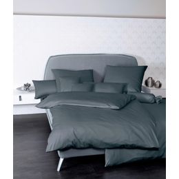 Bettw&auml;sche Janine "Colors 31001", grau (anthrazit), B/L: 155cm x 220cm, 1 Stk., 1 Stk., Mako-Satin, B/L: 80cm x 80cm, 2 Stk., Mako-Satin, Obermaterial: 100% Baumwolle, Bettw&auml;sche, Bettw&auml;sche, feinf&auml;dige uni Bettw&auml;sche f&uuml;r alle Jahreszeiten, Markenrei&szlig;verschluss