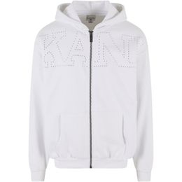 Sweatjacke Karl Kani "Karl Kani Herren KM234-014-1 KK Studded Retro OS Full Zip Hoodie", Herren, Gr. XL, wei&szlig;, 80% Baumwolle, 20% Polyester, unifarben, Sweatjacken Sweatjacke