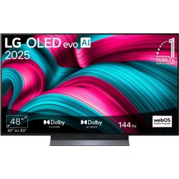 LG OLED-Fernseher "OLED48C5ELB", Energieeffizienz: G (A-G), grau (grau, schwarz), 48 &Prime;, Fernseher