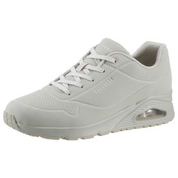 Wedgesneaker Skechers "UNO STAND ON AIR", Damen, Gr. 35, grau (hellgrau), Lederimitat, Schuhe, Freizeitschuh, Halbschuh, Schn&uuml;rschuh weich gepolsterte Innensohle, Topseller