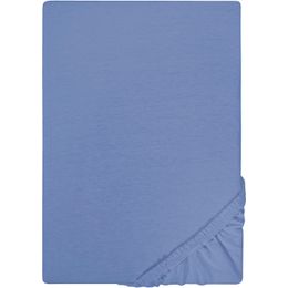 Spannbettlaken "Jersey in Gr. 90x200, 140x200 oder 180x200 cm", blau (ozeanblau), B:120cm L:200cm, Jersey, Obermaterial: 100% Baumwolle, CASTELL - MARKENBETTW&Auml;SCHE, Bettlaken, Spannbettlaken, aus Baumwolle, f&uuml;r Matratzen bis 22 cm H&ouml;he, Bettlaken, Spannbetttuch