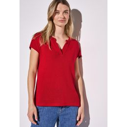 Shirttop Street One, Damen, Gr. 46, rot (glory rot), Jersey, Obermaterial: 63% Viskose, 37% Polyester, unifarben, regular fit taillenbedeckt, Rundhals, Tops Shirttop, im Tunika Stil