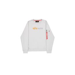 Sweater Alpha Industries "Alpha Label Sweatshirt", Herren, Gr. M, grau (pastel grau), Obermaterial: 80% Baumwolle, 20% Polyester, regular fit, Sweatshirts Sweater