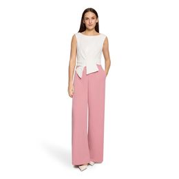Overall Vera Mont "Damen mit weitem Bein", Damen, Gr. 40, Normalgr&ouml;&szlig;en, ros&eacute;, cream, Cr&ecirc;pe, Obermaterial: 95% Polyester, 5% Elasthan. Futter: 100% Polyester, ausgestellt, U-Boot-Ausschnitt, Overalls Overall, Bunddetail