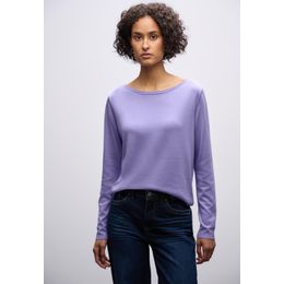 Strickpullover Street One, Damen, Gr. 44, lila (viola lila), Stoff, 60% Viskose, 40% Baumwolle, unifarben, normal normal, U-Boot-Ausschnitt, B&uuml;ndchen, Pullover Strickpullover, mit U-Boot-Ausschnitt