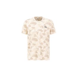 T-Shirt Alpha Industries "Basic T-Shirt SL Camo", Damen, Gr. L, beige (sand camo), Obermaterial: 100% Baumwolle, Shirts T-Shirt