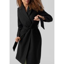 V&eacute;ro Moda Langmantel VERO MODA "VMFORTUNEAYA SS23 LONG COAT NOOS", Damen, Gr. S, schwarz, Web, Obermaterial: 100% Polyester, unifarben, knieumspielend, V-Ausschnitt, M&auml;ntel