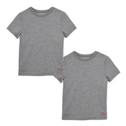 T-Shirt LEVI'S KIDS "2PK CREW NECK TEE", Jungen, Gr. M (140/146), grau (dkgrau htr), Jersey, Obermaterial: 100% Baumwolle, Basic, Rundhals, Shirts T-Shirt, for BOYS