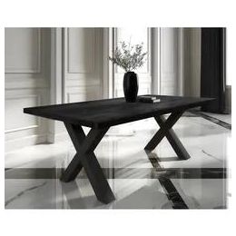 BlackWood &raquo;Table4YOU Phoenix Black Edition&laquo; Wildeiche Massivholztisch gerade Kante / Wildeiche schwarz / 4 cm / 220x100 cm
