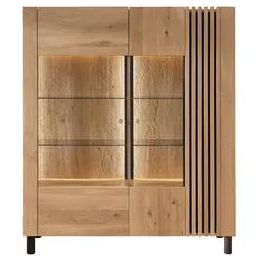 Massivholz &raquo;Ascona&laquo; Highboard V 140x160x45 cm / R&uuml;ckwand sandgestrahlt / ohne Inlay / ohne Beleuchtung