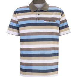 CR&Eacute;ATION L Herren Poloshirt taupe-beige-eisblau-gestreift Gr&ouml;&szlig;e 60/62