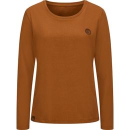 CR&Eacute;ATION L Damen Langarmshirt mit Leder-Imitat-Patch cognac Gr&ouml;&szlig;e 36