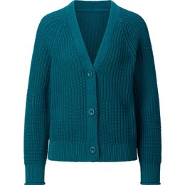 CR&Eacute;ATION L Damen Strickjacke in Grobstrick-Muster aquapetrol Gr&ouml;&szlig;e 40