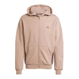 adidas Performance Athletic Zip-Up Hoodie 'Designed For Training' male Beige size XL