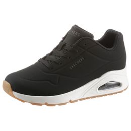 Wedgesneaker Skechers "Uno - Stand on Air", Damen, Gr. 35, schwarz, Lederimitat, Schuhe Modernsneaker Sneaker low, Freizeitschuh, Halbschuh, Schn&uuml;rschuh mit feiner Perforation, Topseller