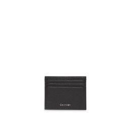 Kartenetui Calvin Klein "FOIL EMBOSS EW CARD CASE", Herren, schwarz, Leder, unifarben, Kleinlederwaren, Unisex Geldbeutel, Kreditkartenetui mit Logoschriftzug