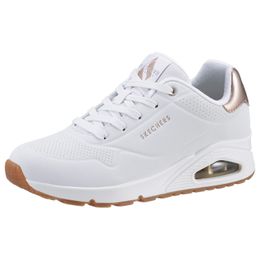 Sneaker Skechers "UNO GOLDEN AIR", Damen, Gr. 38, wei&szlig;, Lederimitat, kontrastfarbene Details, Schuhe Sneaker, Freizeitschuh, Halbschuh, Schn&uuml;rschuh mit Metallic-Einsatz, Topseller