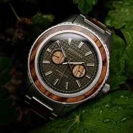 Holzkern Holzuhr Rawaki (Zebrano/Silber), Herren, Naturholz