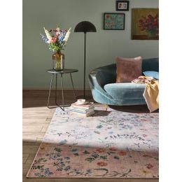 benuta Nest Waschbarer Kurzflor Teppich Milly Multicolor/Pink 80x150 cm - Bunter Teppich f&uuml;r Wohnzimmer