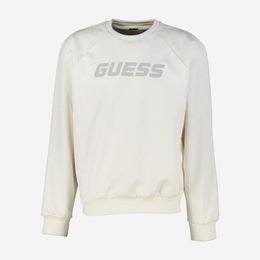 Guess Cremefarbenes Sweatshirt aus Wildlederimitat mit Logo