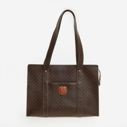 Braune Pre-Loved Square Zip Shopping Schultertasche