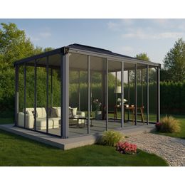 Palram-Canopia Pavillon 'Ledro' geschlossen anthrazit 296 x 430 cm Polycarbonat grau