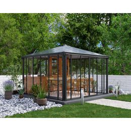 Palram-Canopia Pavillon 'Ledro' geschlossen anthrazit 360 x 360 cm Polycarbonat grau